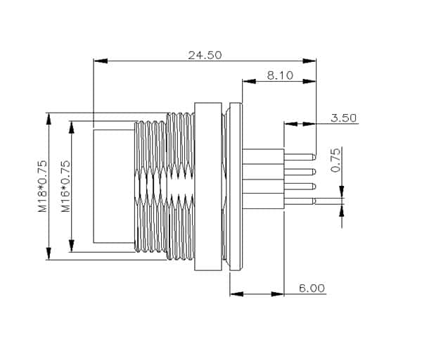 M16 b code male straight panel mount receptacles-FLEXCONTAC TECHNOLOGY ...