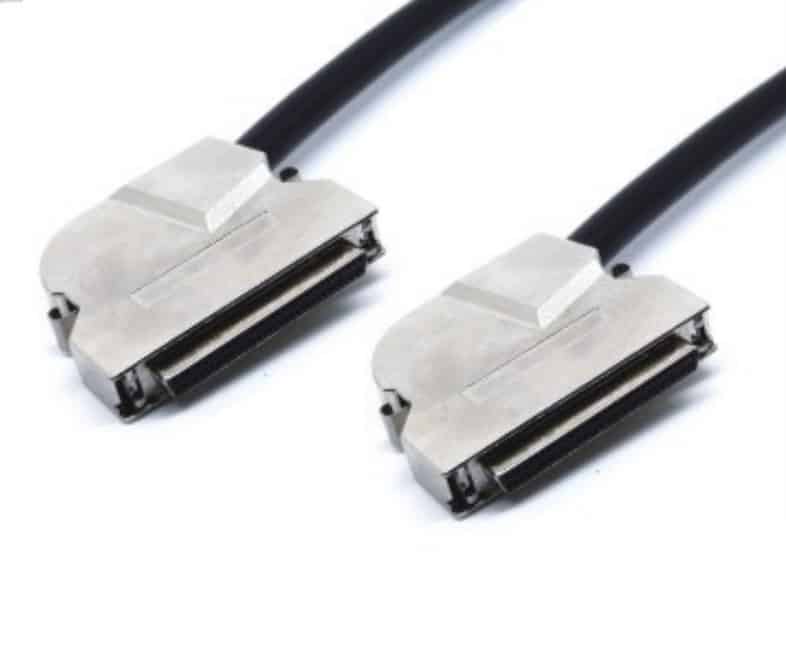 SCSI HPDB zinc alloy male connector cable spring latch side exit cable ...